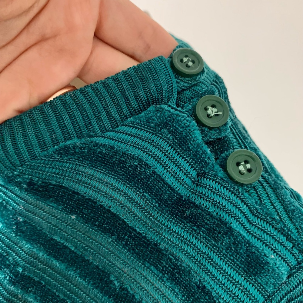Vintage 70s Long Sleeves Emerald Green Poly Velour Dr… - Gem